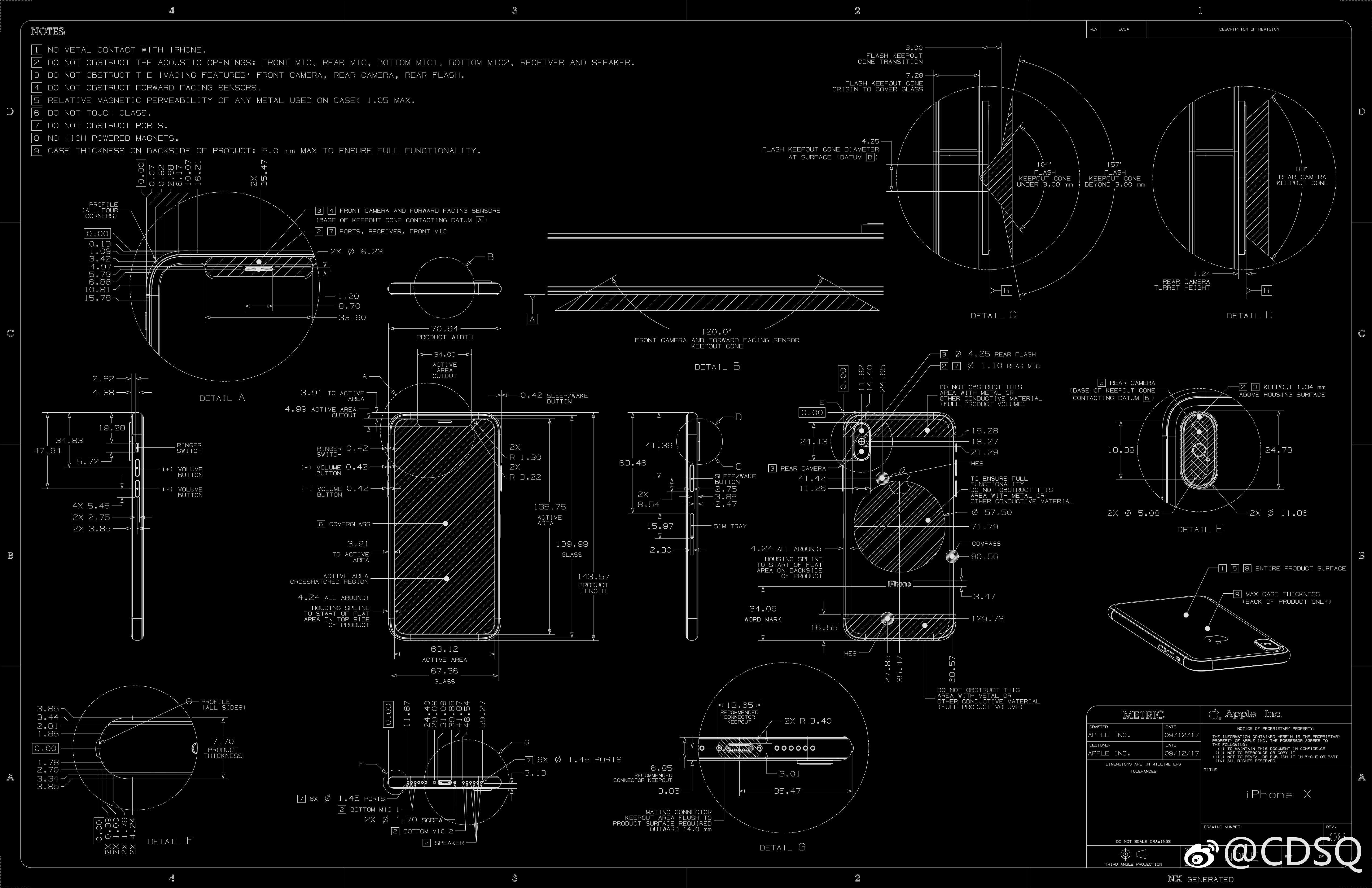 iPhone X CAD尺寸图泄露 附下载地址 NGA玩家社区