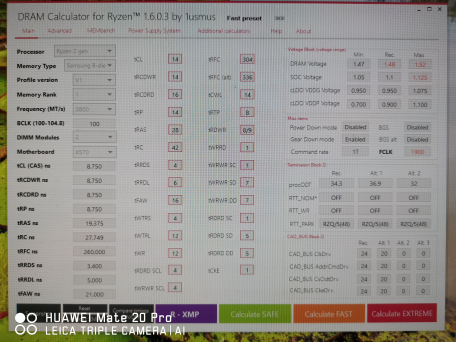 锐龙内存计算器的trfc选项如何填入微星BIOS？ 178