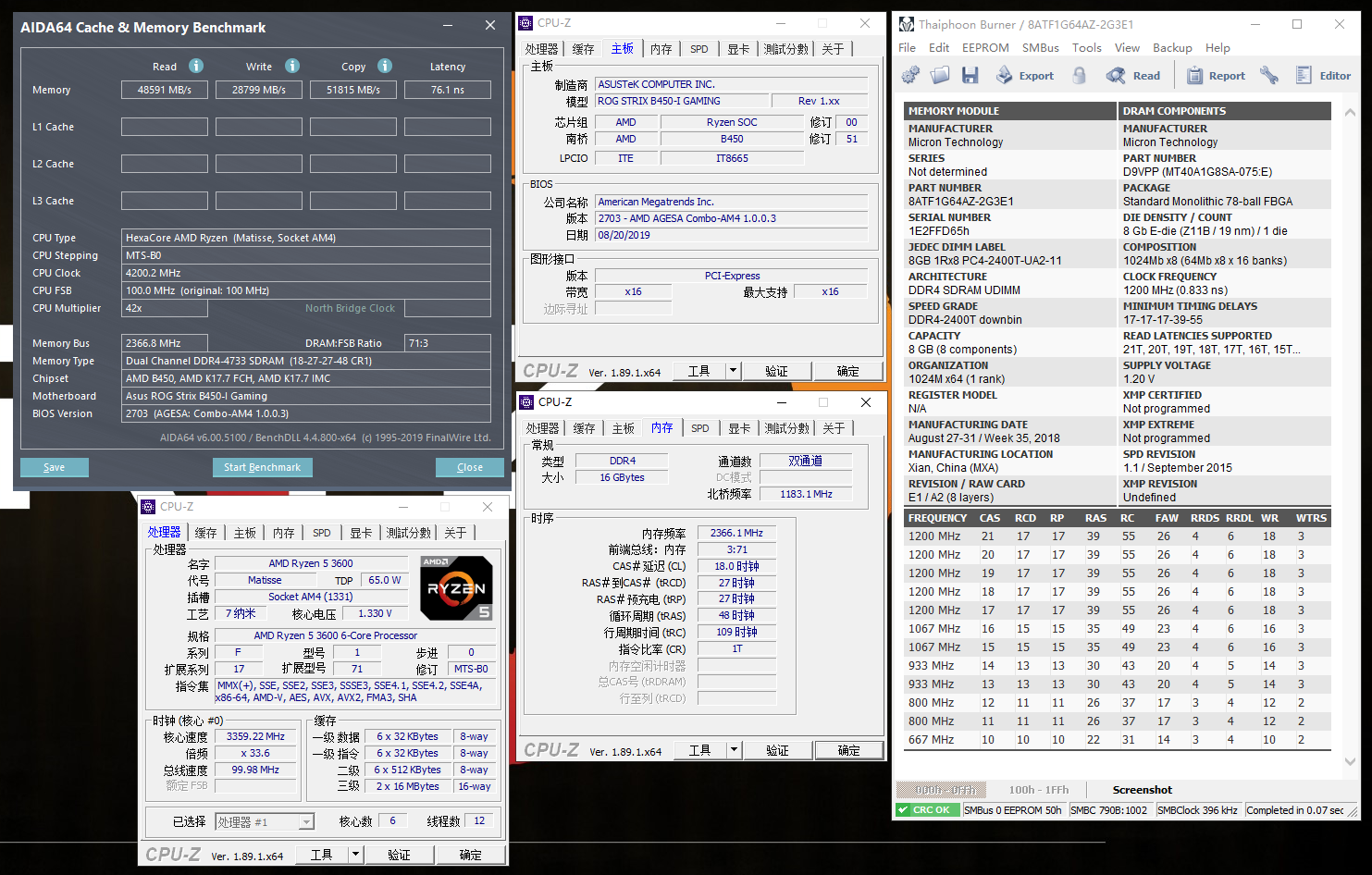[作业贴] 2600x/3600+华硕B450i平台下内存超频bdie/cjr/edie(d9vpp)折腾，从3600到4733，多图杀猫 NGA玩家社区