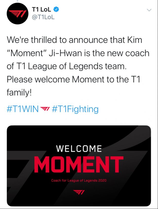 [黎明] Moment教练加入T1 NGA玩家社区