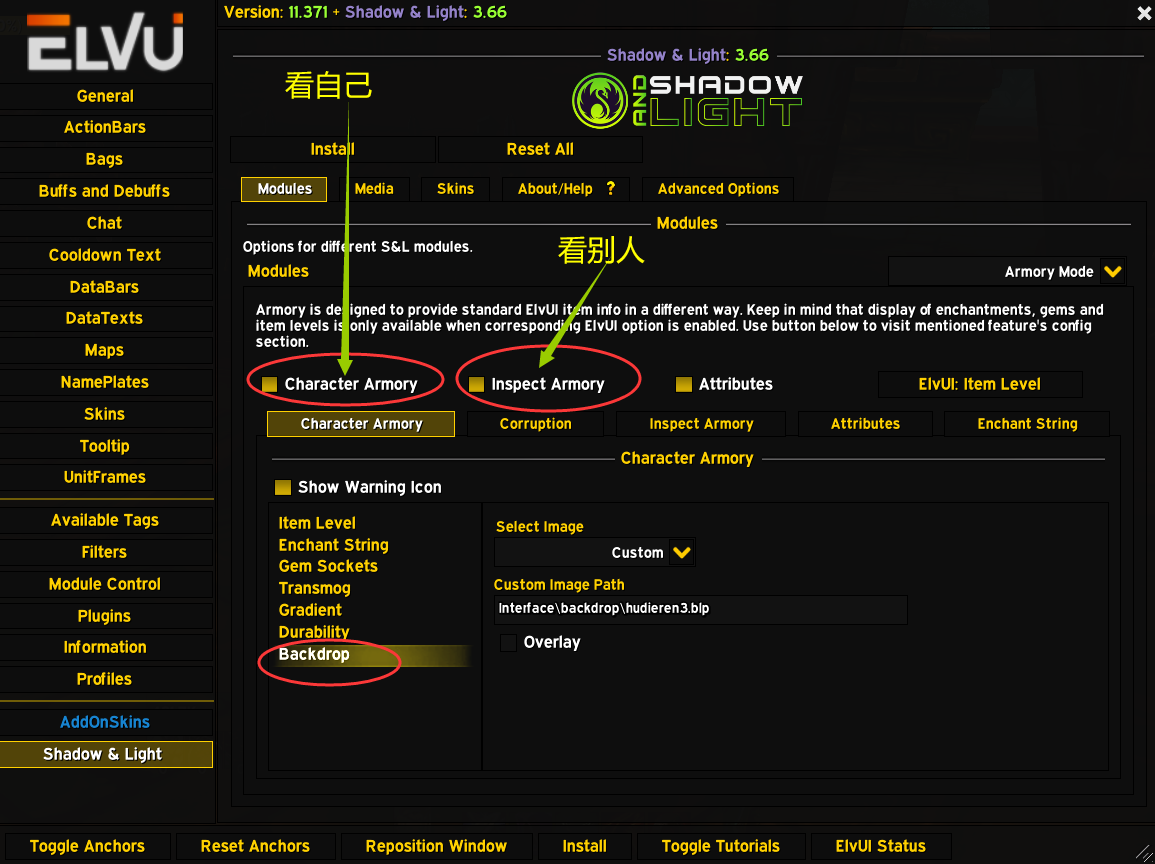 [教程][ElvUI][Shadow&Light][Details]Elvui角色装备观察界面背景设置和Details背景设置教程 178