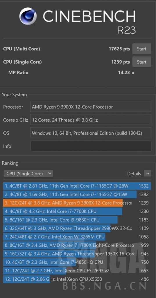 Cinebench R23出了，来晒跑分 NGA玩家社区