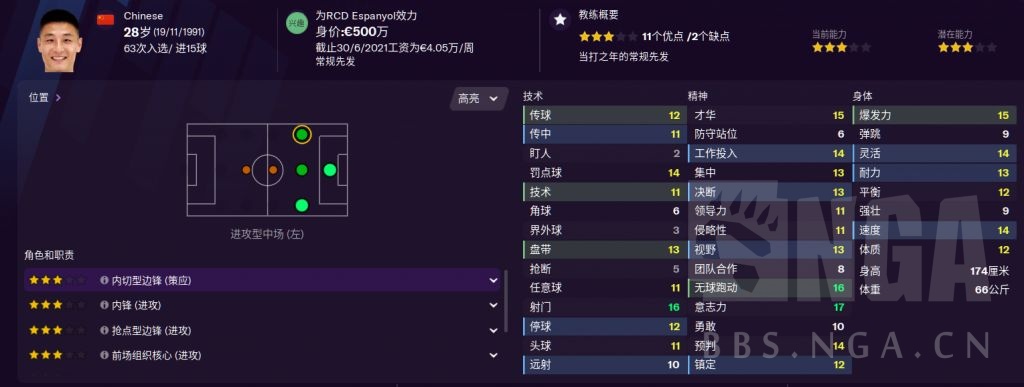 [FM] FM2021武磊开档数据 NGA玩家社区