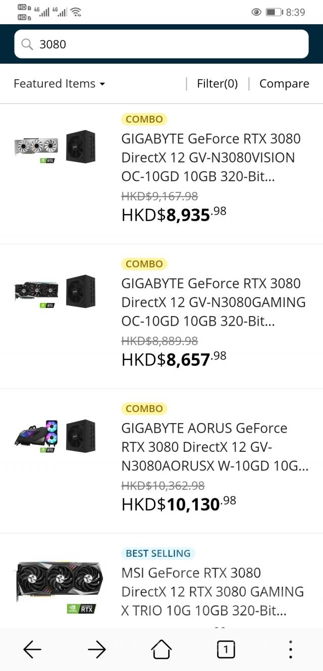 香港new egg 3080有货，但是得捆绑电源，有想研究的可以去看看 NGA玩家社区