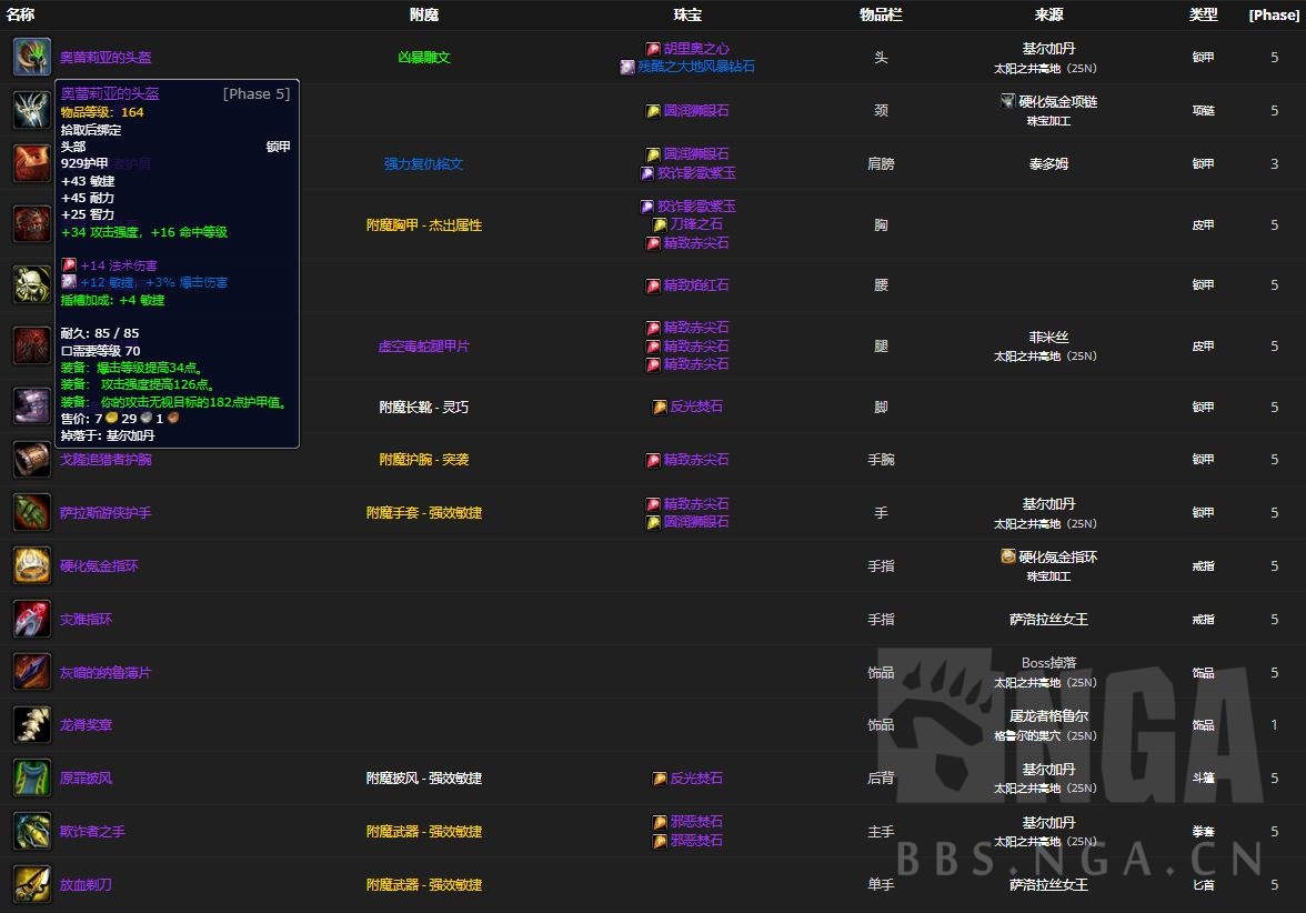 [搬运] [装备讨论] P5 兽王猎 BIS 列表 NGA玩家社区