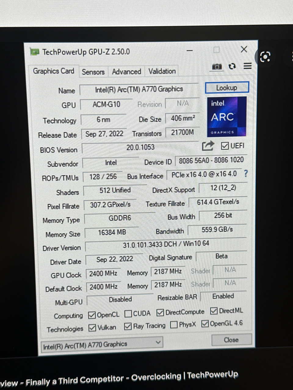 购买了A770 16G的 赶紧下载最新版GPUZ检查一下 NGA玩家社区