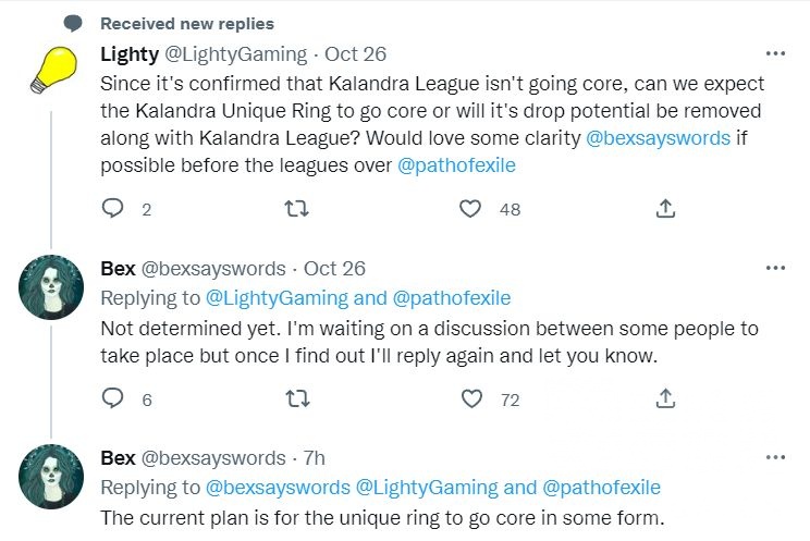 [国际服] Bex:目前的计划是暗金戒指(卡兰德之触)“以某种形式”进Core NGA玩家社区