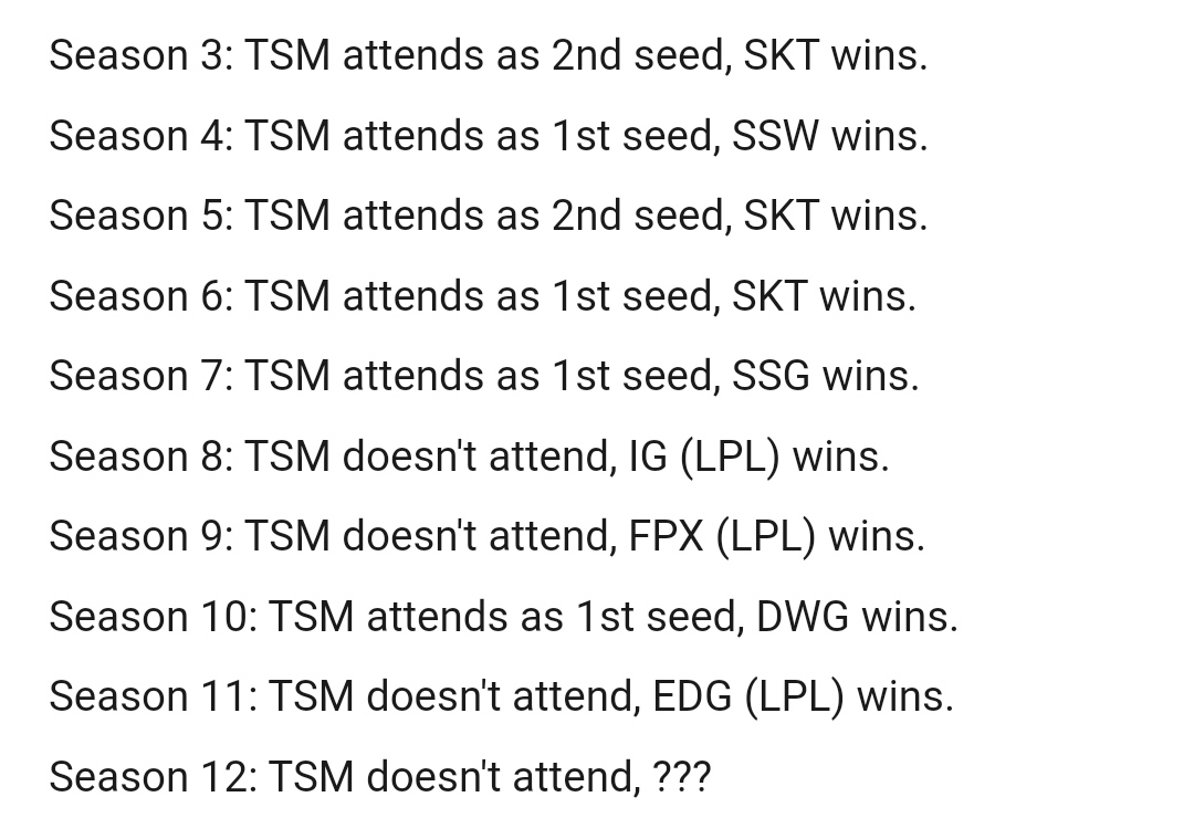 [国际赛事] 外网玄学，tsm没参加s赛时lpl夺冠 NGA玩家社区
