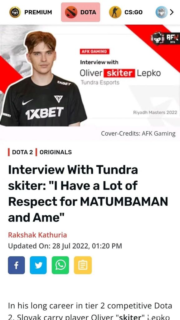 Ti11冠军skiter最尊重的1号位是ame和马桶哥 NGA玩家社区