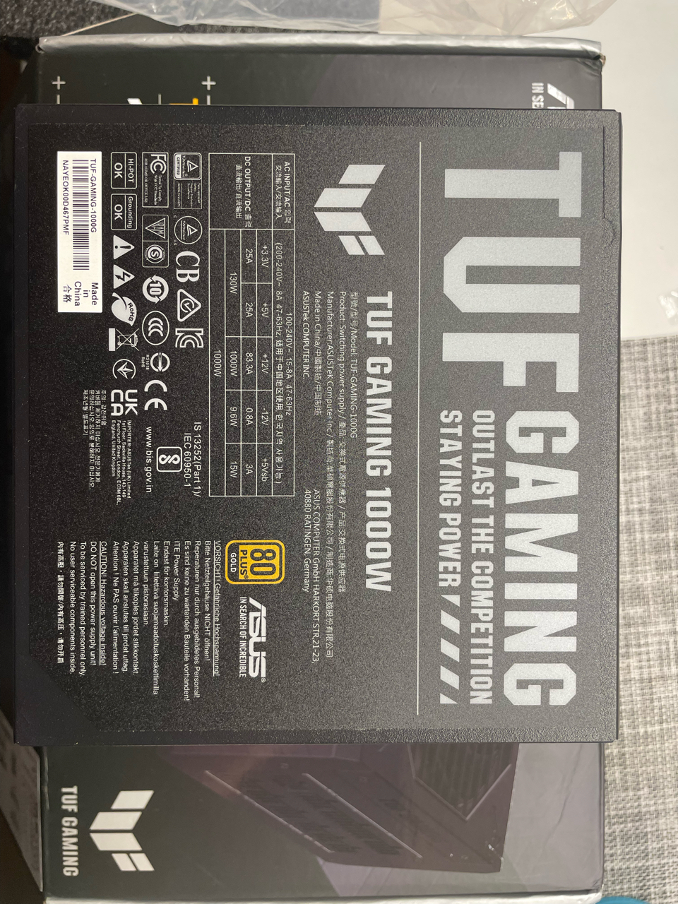 TUF 1000w电源 原生AXT3.0 80+金 全模组 10年质保 开箱 NGA玩家社区