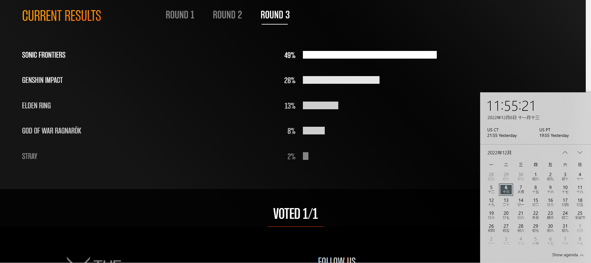[TGA]玩家之声奖最终轮投票已开始 NGA玩家社区