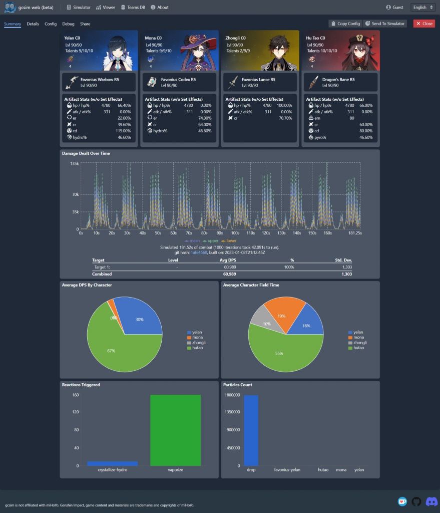[数据讨论]四金胡夜钟莫18s轴，DPS=60923，8aZ，Gcsim模拟 NGA玩家社区