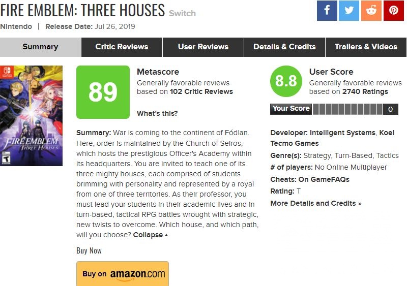 [业界新闻] [NS] 火焰纹章：契约 媒体评分解禁：IGN 9分 GS 7分 mtc平均分：82 178