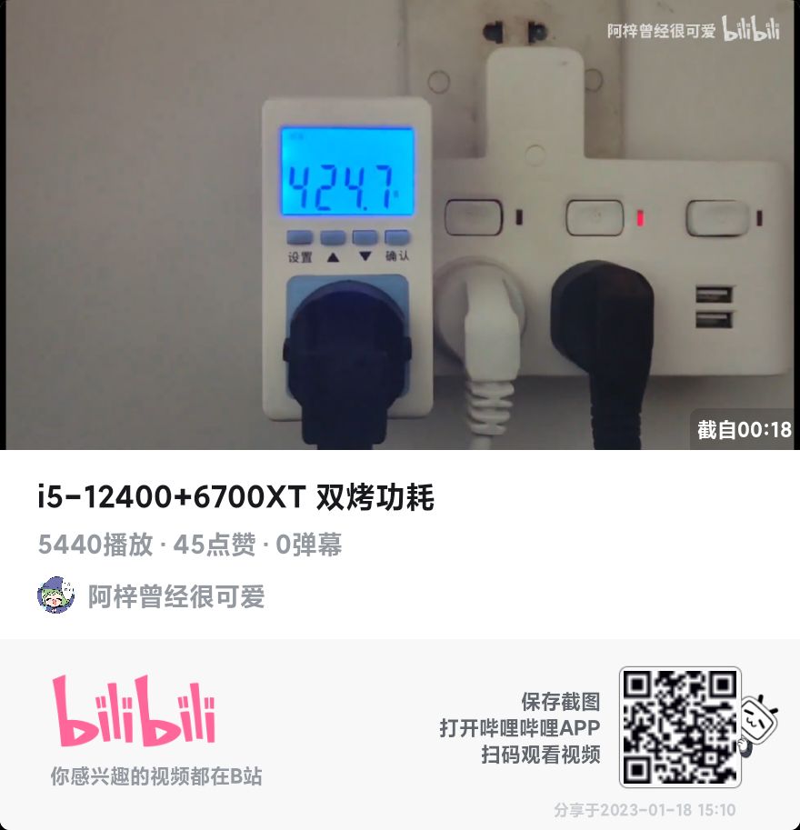 [硬件升级] 12400+6700xt比 e3v3+970 功耗高了多少w啊？ 178