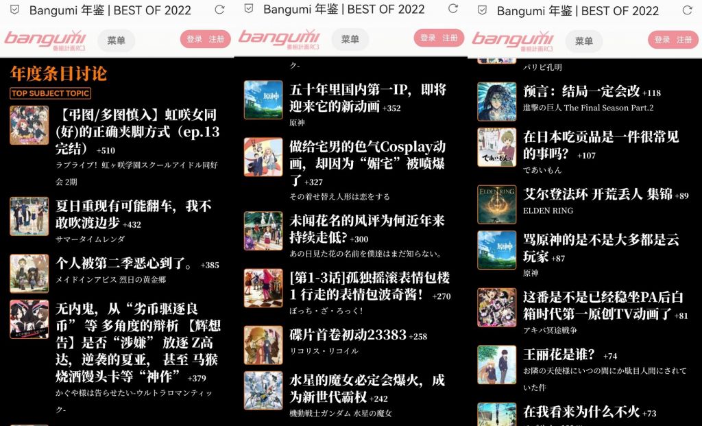 bangumi年鉴，年度评分警察 NGA玩家社区