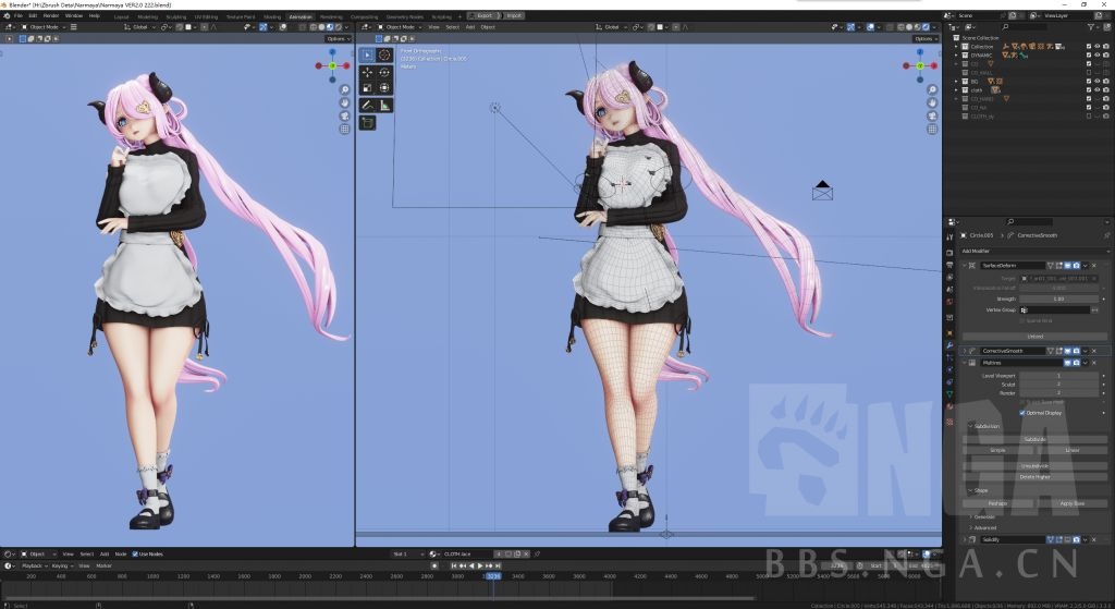 [同人创作] Blender摸了个情人节MAO,还顺便做成了MMD NGA玩家社区
