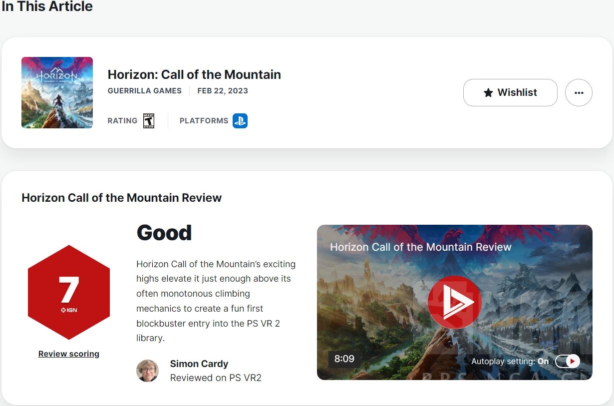 [业界新闻] 地平线：山之呼唤 媒体评分解禁：IGN 7分 GS 7分 mtc平均分：79 178