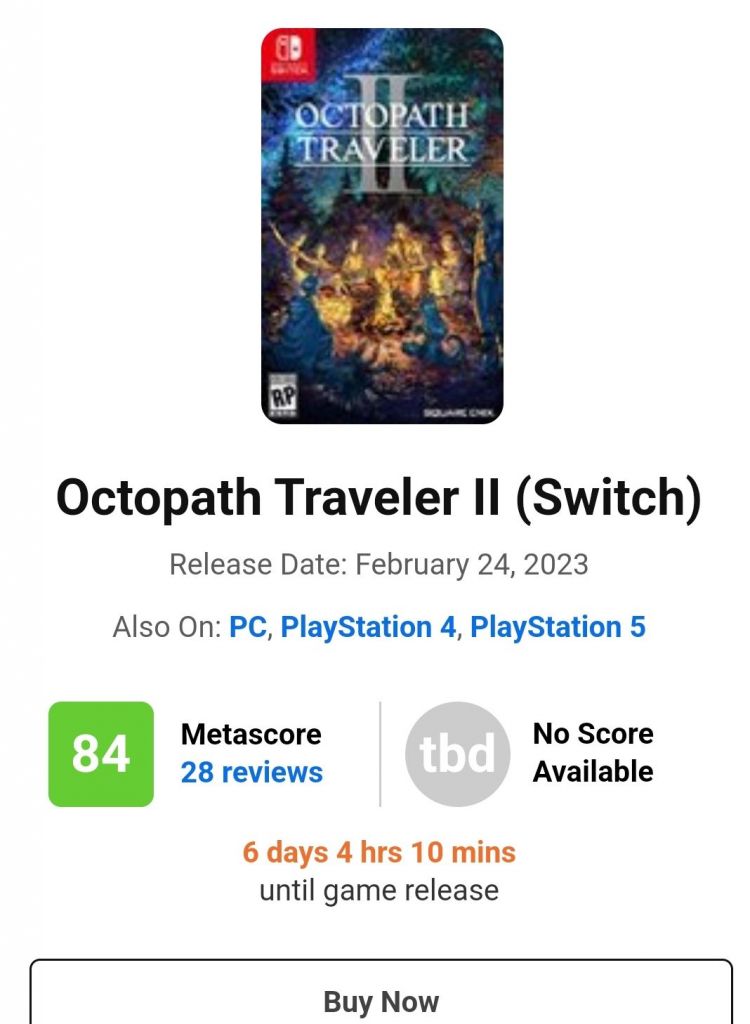 [业界新闻] 八方旅人II 媒体评分解禁：IGN 7分 mtc平均分: 84 NGA玩家社区