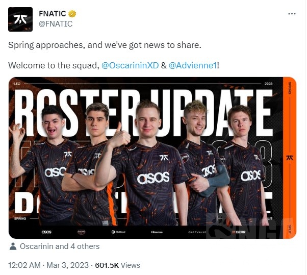 [外赛区赛事] FNC官宣春季赛阵容 NGA玩家社区