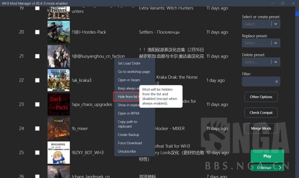 [求助] wh3mm怎么解除隐藏Mod NGA玩家社区