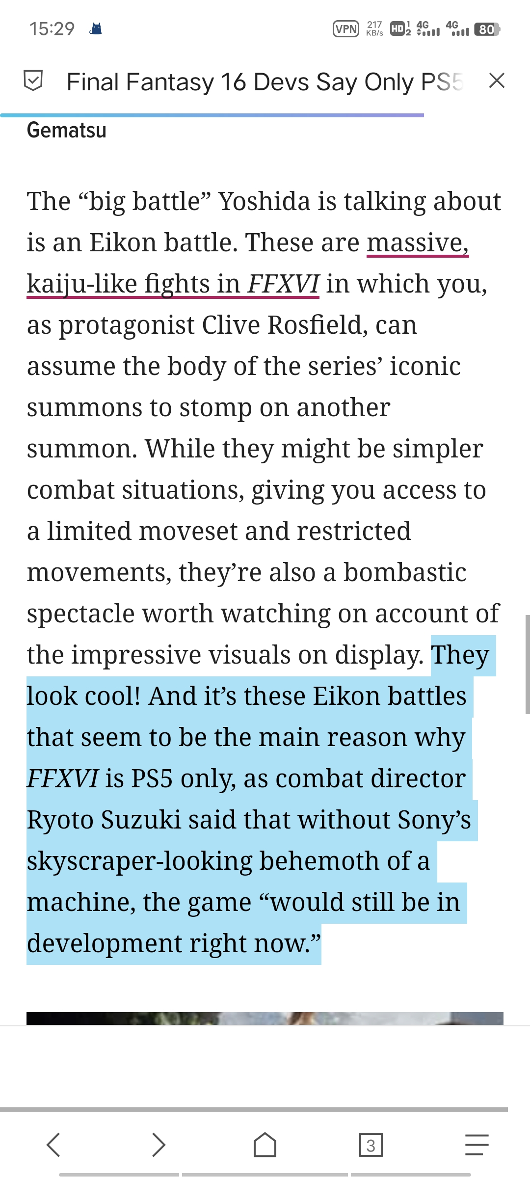 《FF16》战斗总监：若没有PS5的强大功能 游戏可能还在开发中 178