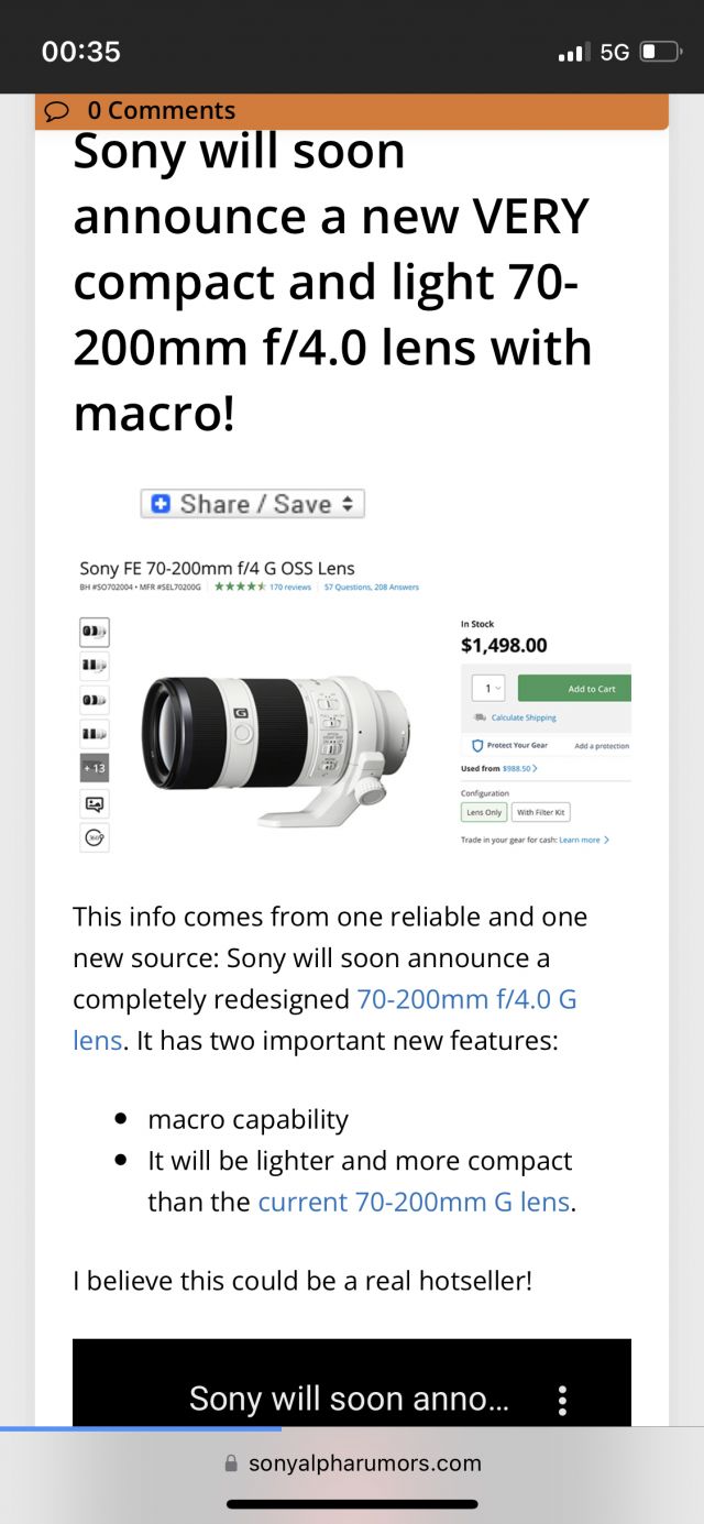 入魔搬运：索尼将发新70200黑G NGA玩家社区