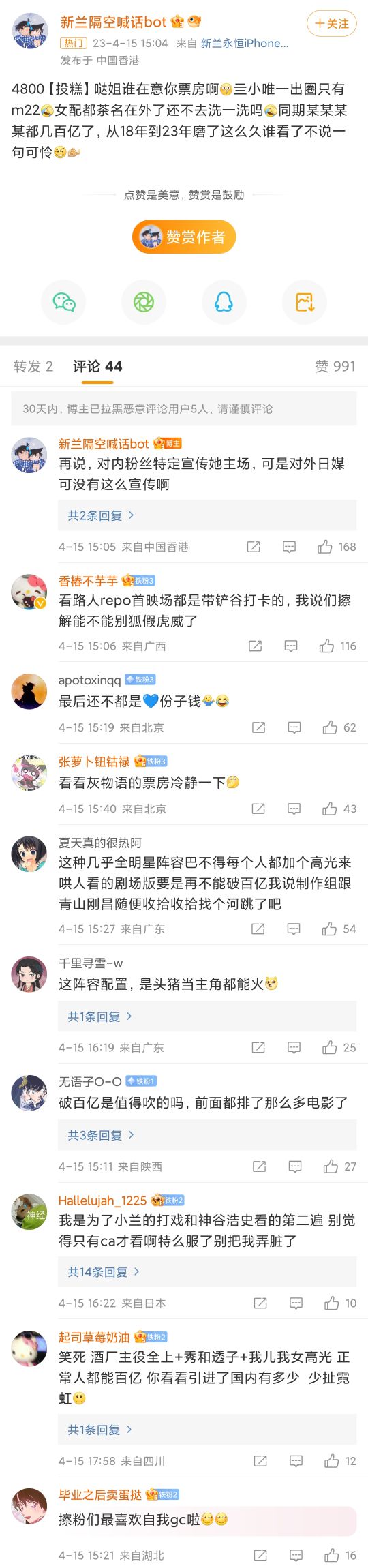 [柯南氵]m26累计粗报票房已突破20亿日元 178