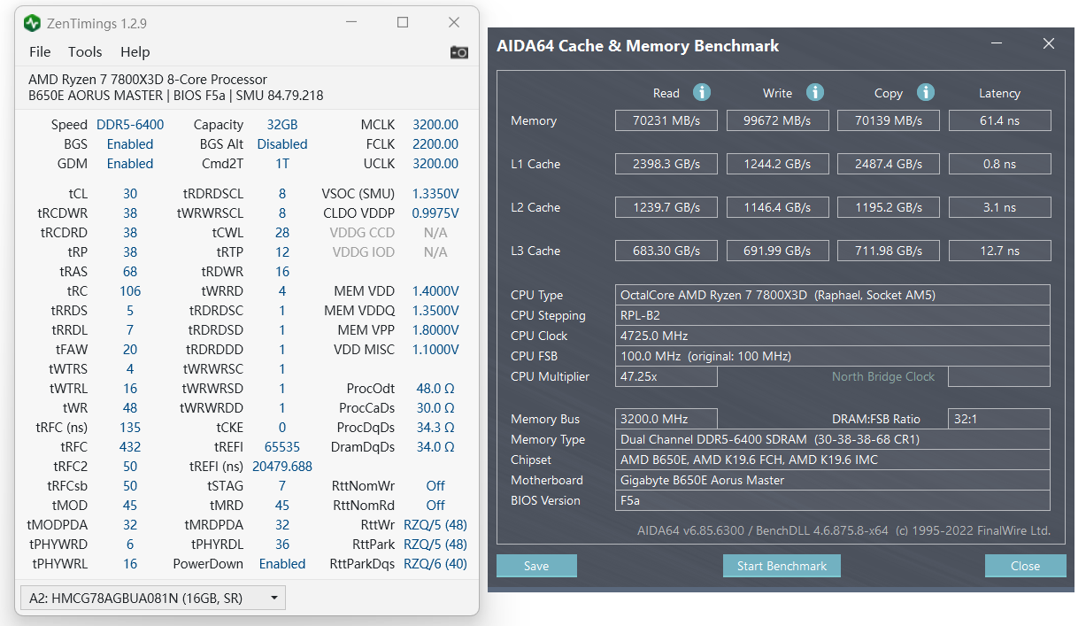 7800X3D 内存超频，手搓小参6400CL30 FCLK2200 NGA玩家社区