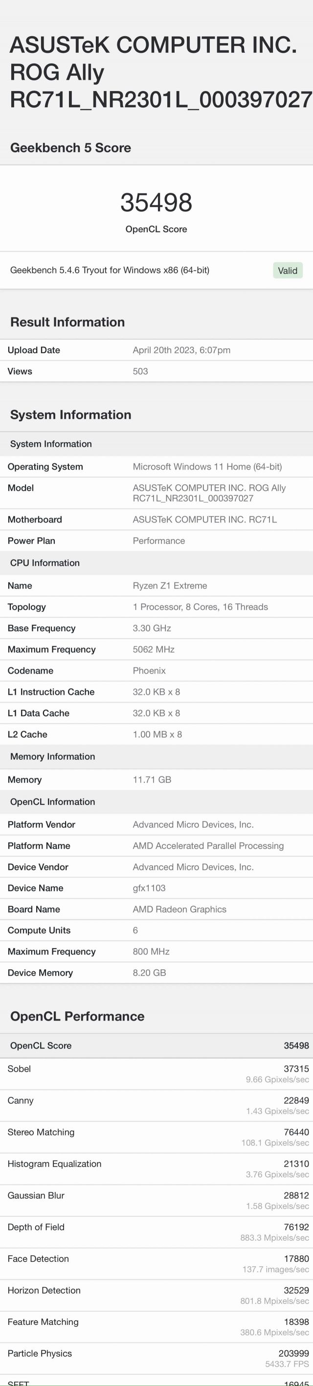 ASUS ROG Ally OpenCL 跑分出来了 NGA玩家社区