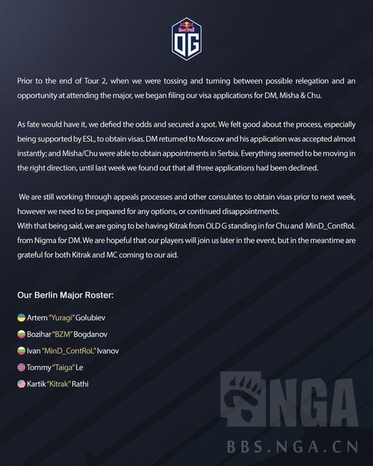 MC和Kitark替补dm和chu参加柏林major NGA玩家社区