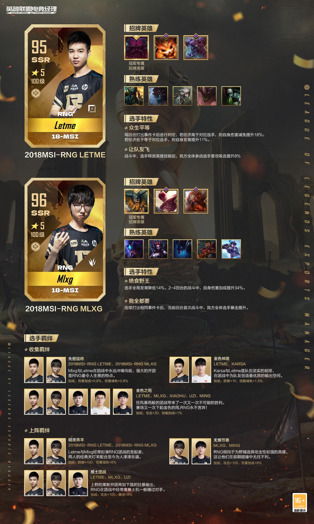 [电竞经理] 5月9日剑露锋芒，锐不可挡！18MSI-RNG.Letme、18MSI-RNG.Mlxg登场。 178