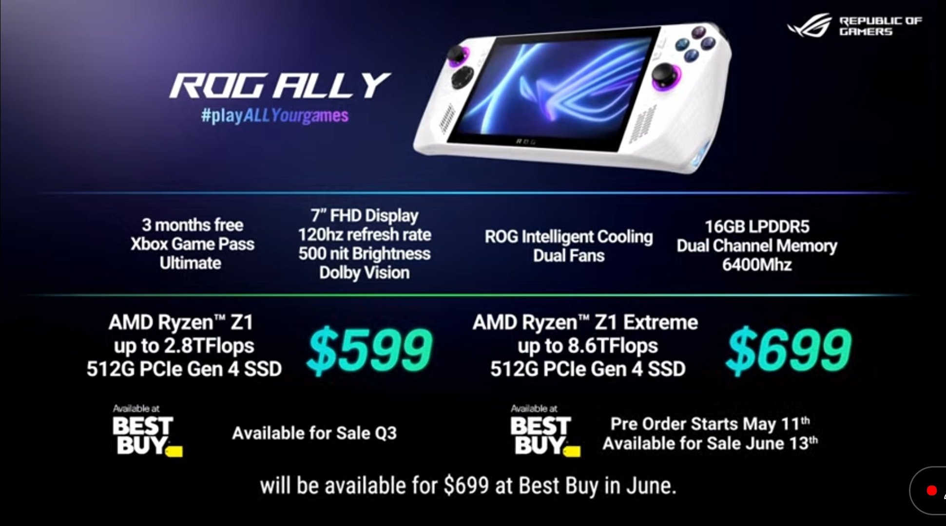 Rog Ally 掌机低配599刀/高配699刀 NGA玩家社区