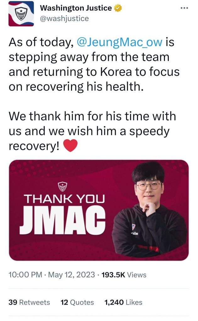 [新闻]华盛顿正义队助理教练jmac因身体问题离队 NGA玩家社区