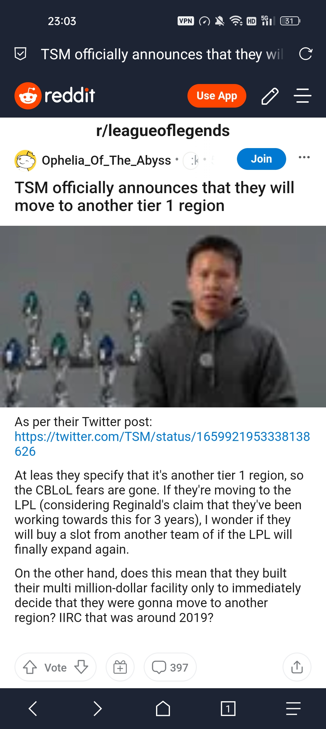 [国际赛事]TSM宣布离开NA，将前往另外一个一级联赛，明年可能来LPL了 NGA玩家社区