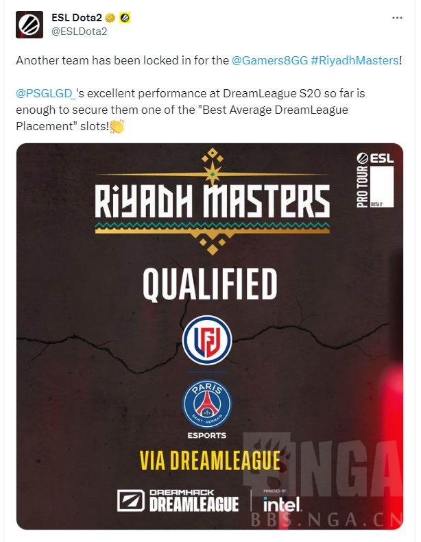 LGD已经直邀利雅得了(ESL官推) NGA玩家社区
