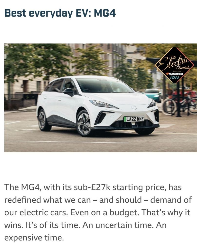 MG4 木兰 获Topgear 2023电车赏最佳日常驾驶车辆|更新06-30新鲜出炉海豚的评分 NGA玩家社区