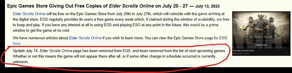 ESO7月20号在Epic上免费 NGA玩家社区
