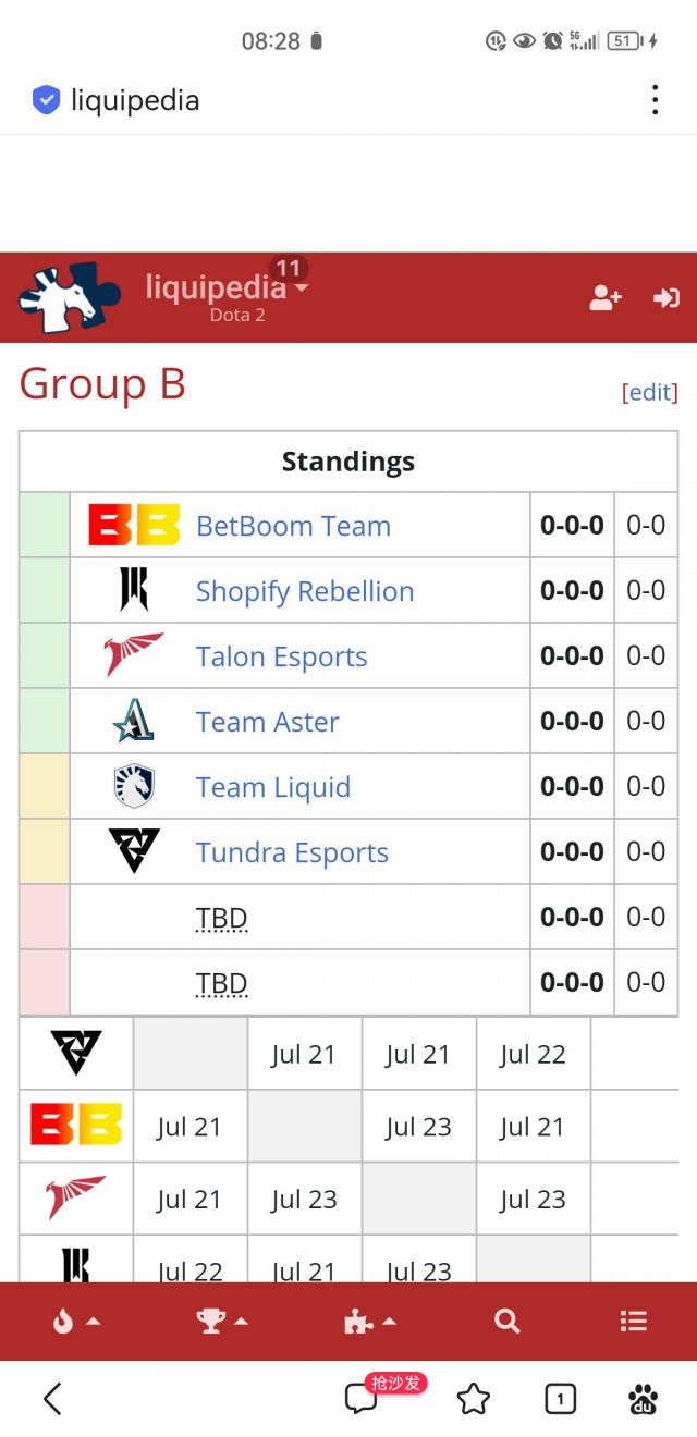茶队和液体进的正赛B组。 NGA玩家社区