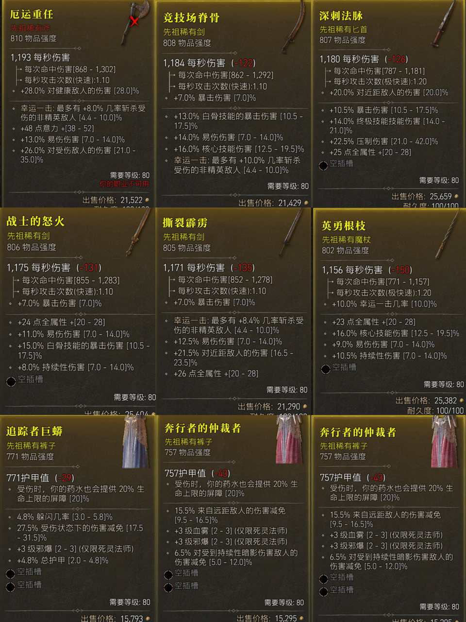 [供]只卖精品第一弹，820武器 极品戒指 四防裤衣项链盾，不是极品我不卖。 NGA玩家社区