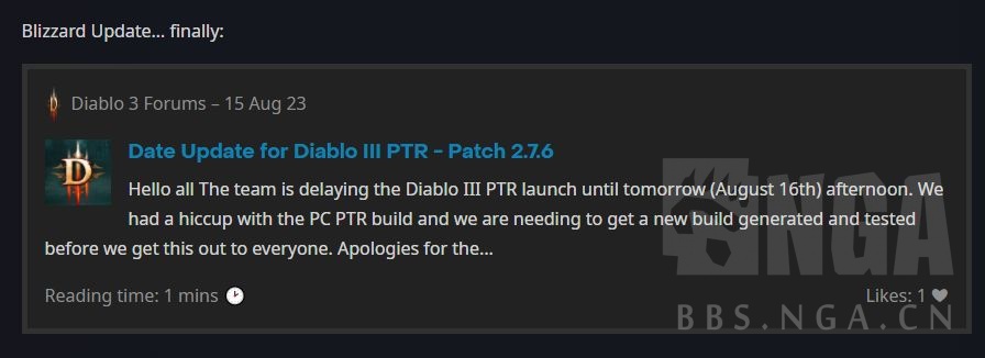 [6点都没更新PTR]暗黑4倒是很早就更新了 NGA玩家社区