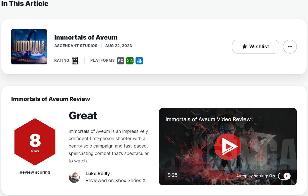 [业界新闻] 不朽者传奇 媒体评分解禁：IGN 8分 GS 5分 mtc平均分：69 NGA玩家社区