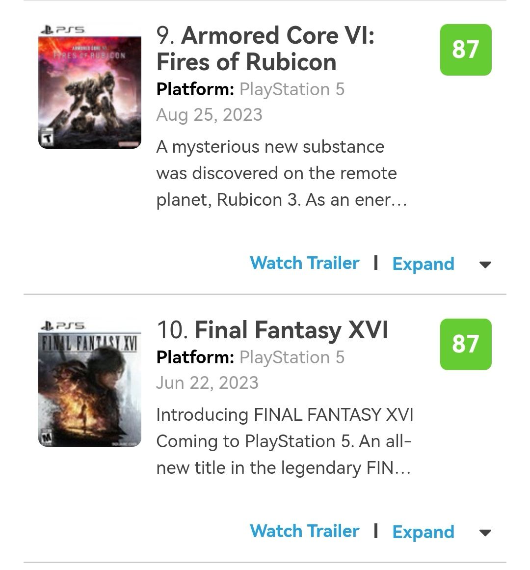 [业界新闻] 装甲核心VI：境界天火 媒体评分解禁：IGN 8分 GS 8分 mtc平均分：87 NGA玩家社区