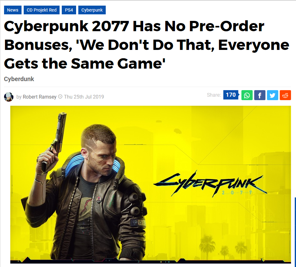 [吐槽] 怎么CDPR也搞预购奖励这一套了 NGA玩家社区