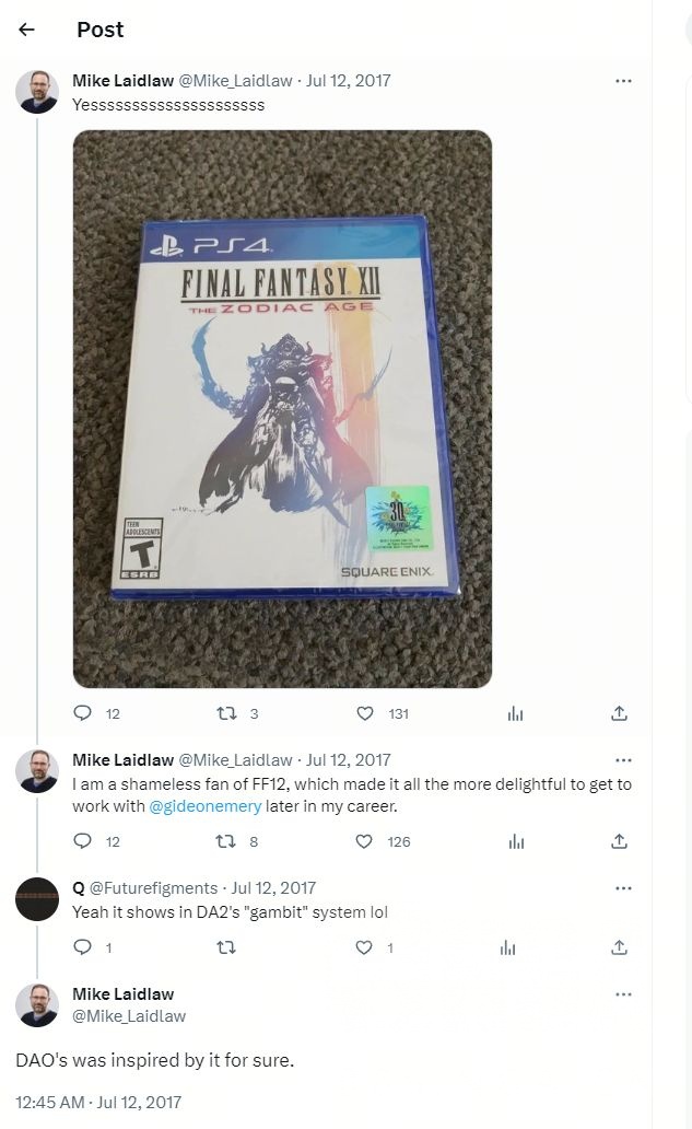 关于龙腾世纪的Tactics与FF12的Gambits，一次有趣的借鉴 NGA玩家社区