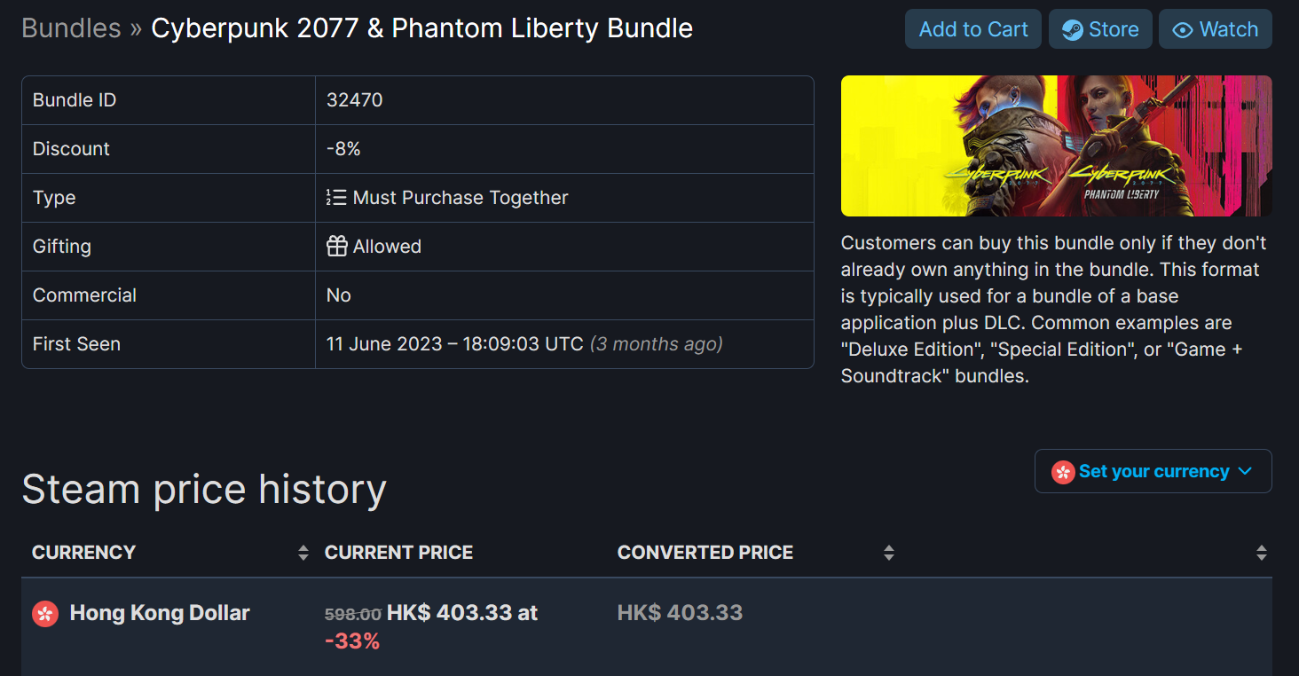 昨晚刚在ps港服买了2077本体打折，刚刚看到有帖子说steam捆绑才三百多。吓得我又上去看了眼 178