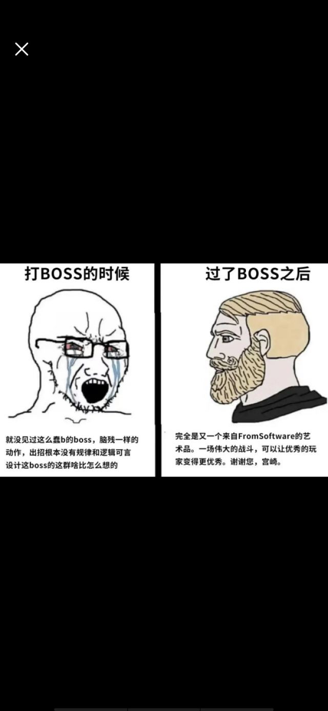[求图氵]寻找一个梗图，左边是打不过抱怨boss太难，右边是打过了赞美又是一个艺术品 NGA玩家社区