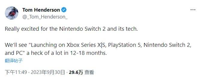 tom henderson发推：NS2令人兴奋，未来12-18个月将看到大量全平台游戏包含NS2的发布 178