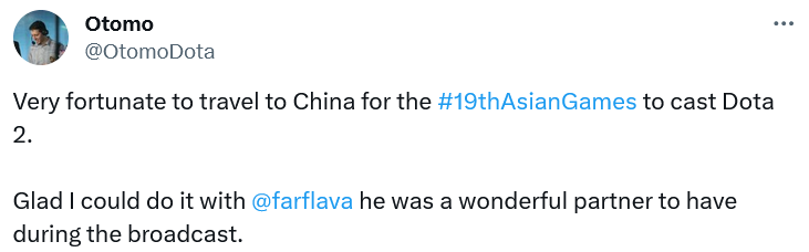 亚运会官方英文现场解说是来自马来西亚的Otomo和Flava NGA玩家社区