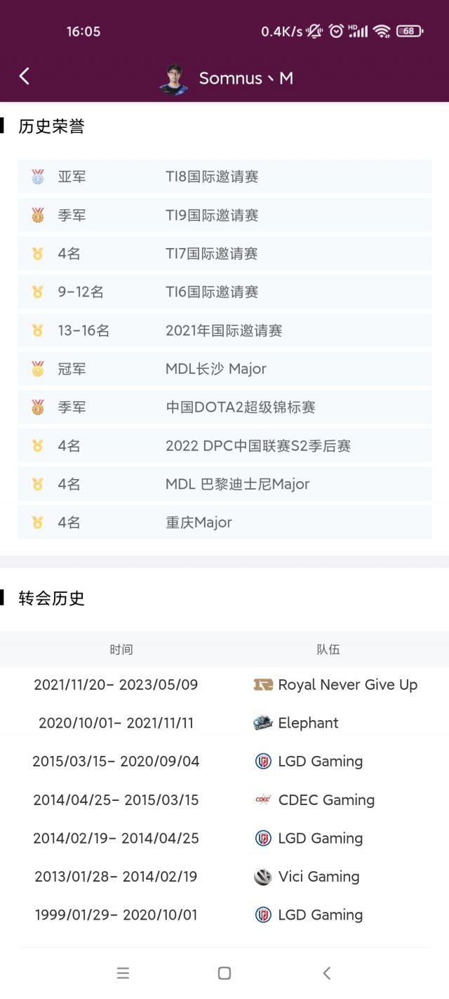 完美app显示超哥1999入队LGD 178