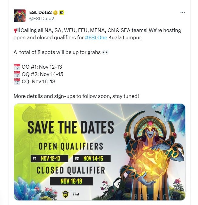 ESL One吉隆坡锦标赛公布了一些预选信息 NGA玩家社区